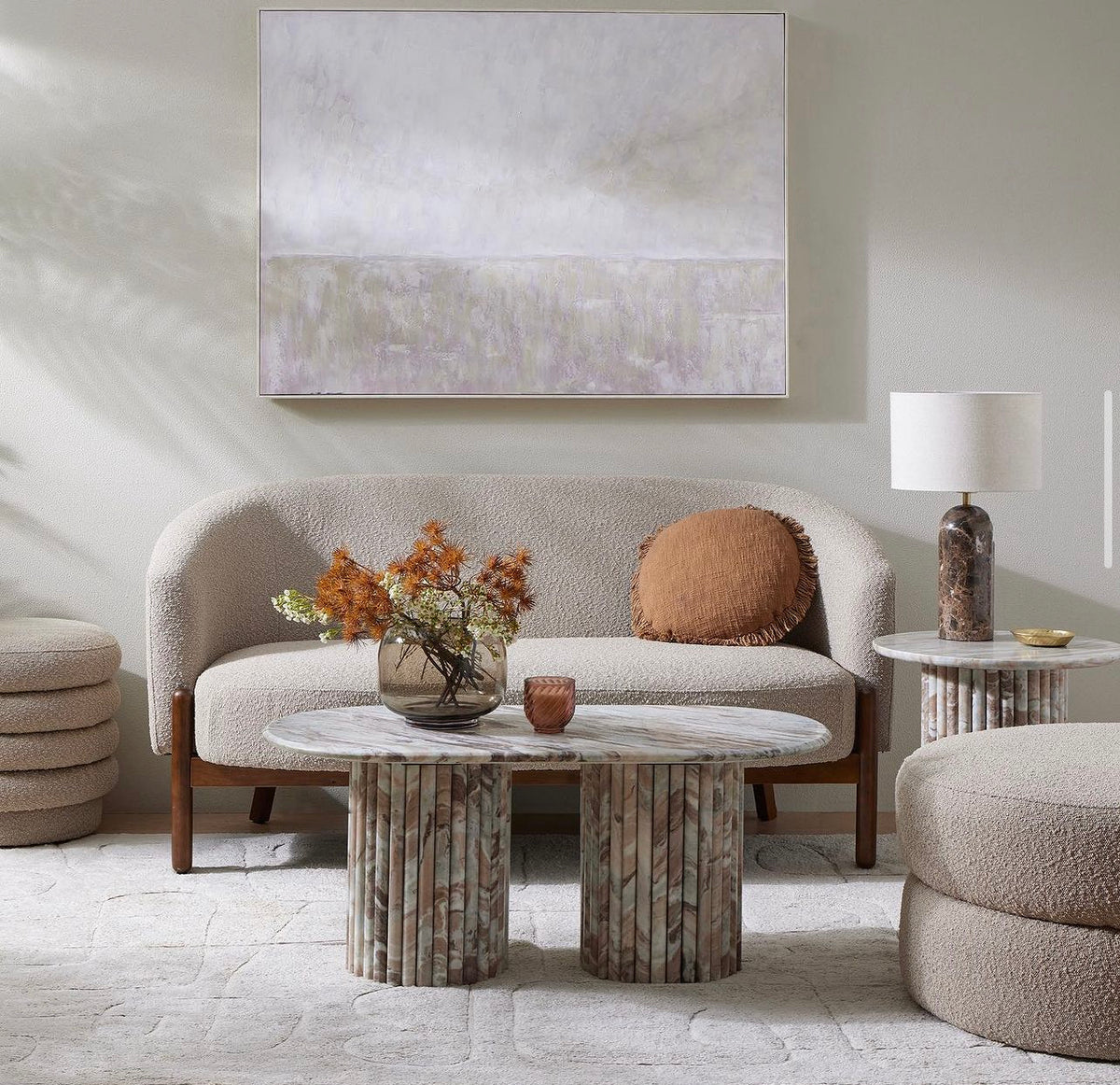 Mocca Marble Ribbed Leg Coffee Table – Silsan Decor