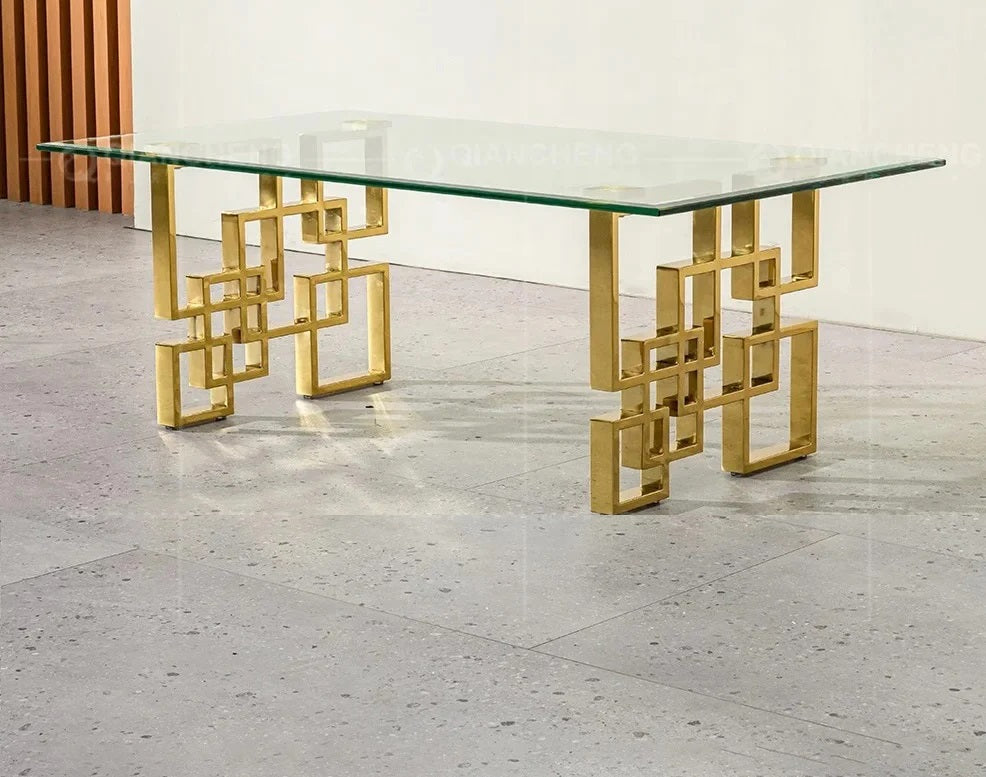 Elsa Clear Glass Gold Frame Coffee Table – Silsan Decor
