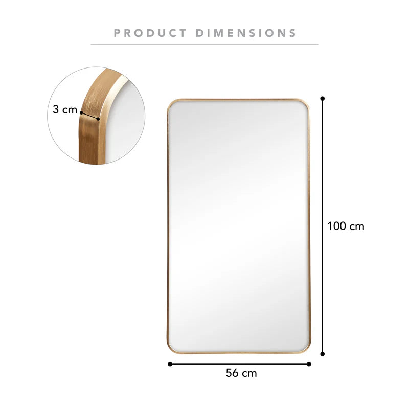 Gia 100cm Rounded Rectangle Mirror Gold – Silsan Decor