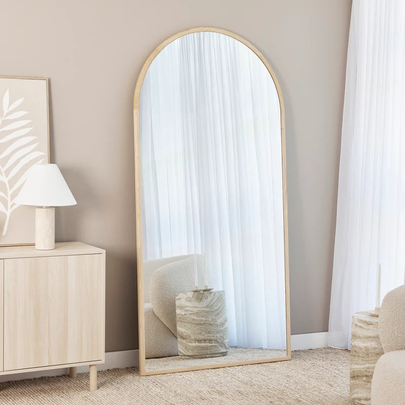 Oakleigh 200cm Arch Solid Oak Full Length Mirror Natural – Silsan Decor