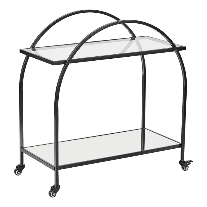 Arch Glass Top Steel Black Frame Bar Cart – Silsan Decor
