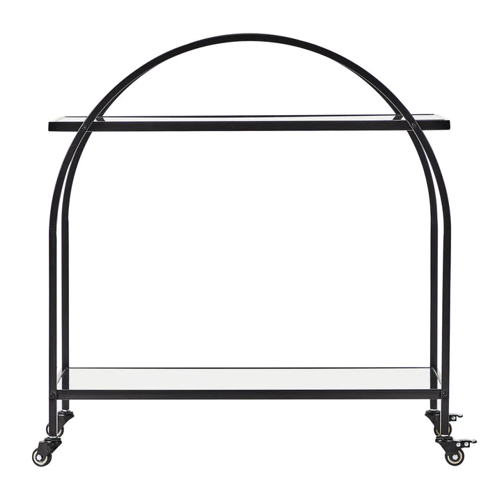 Arch Glass Top Steel Black Frame Bar Cart – Silsan Decor