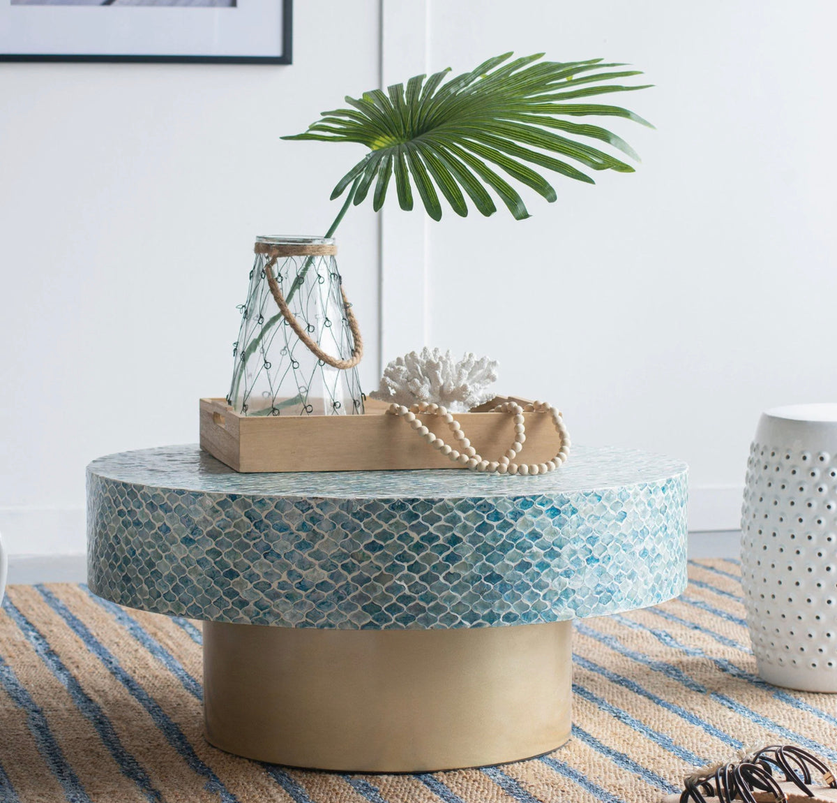 Sea Blue Pearl Round Coffee Table – Silsan Decor