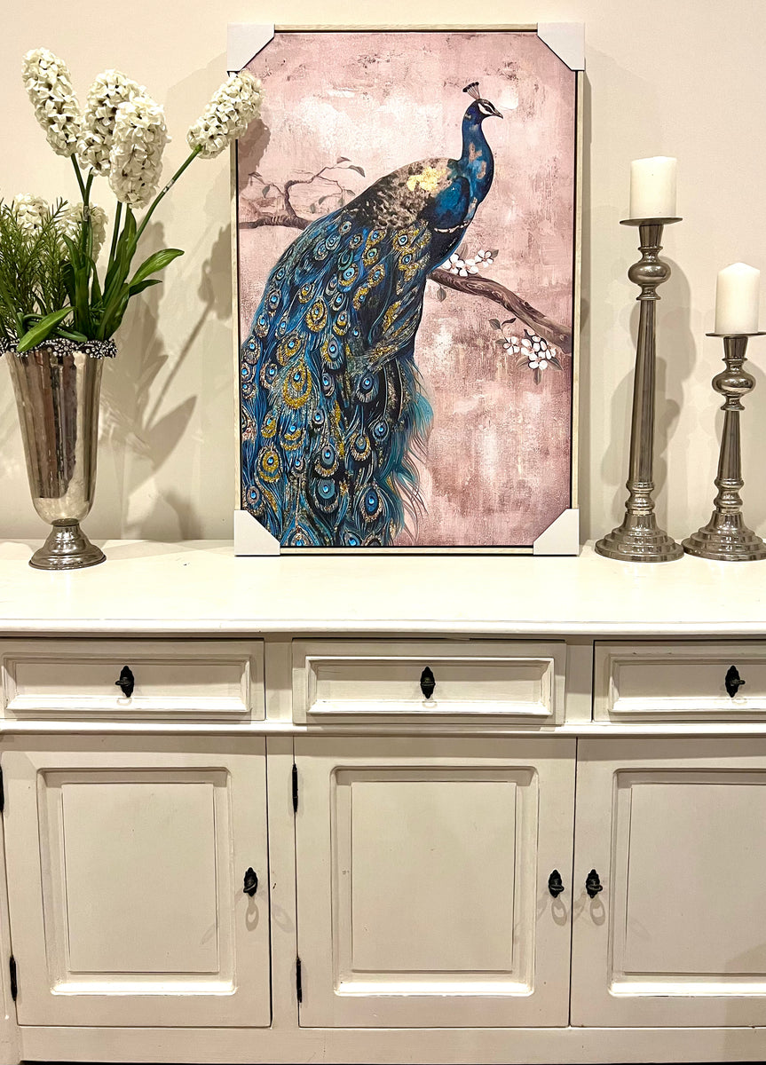 Exotic Hanging Blue Parrot Wall Art with Wooden Frame – Silsan Decor