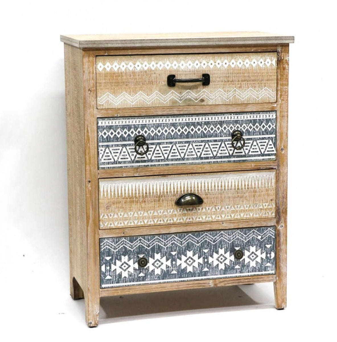 Bohemian 4 Chevron Drawers - CSHWH – Silsan Decor